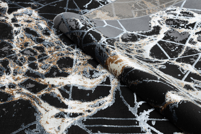 Modern DE LUXE carpet 622 Abstraction - structural grey / gold - Carpets