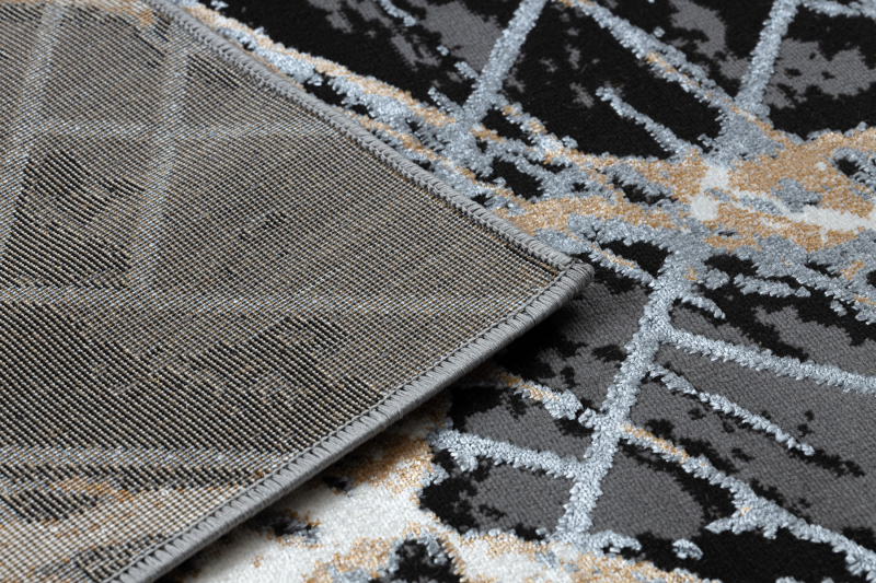 Modern DE LUXE carpet 622 Abstraction - structural grey / gold - Carpets