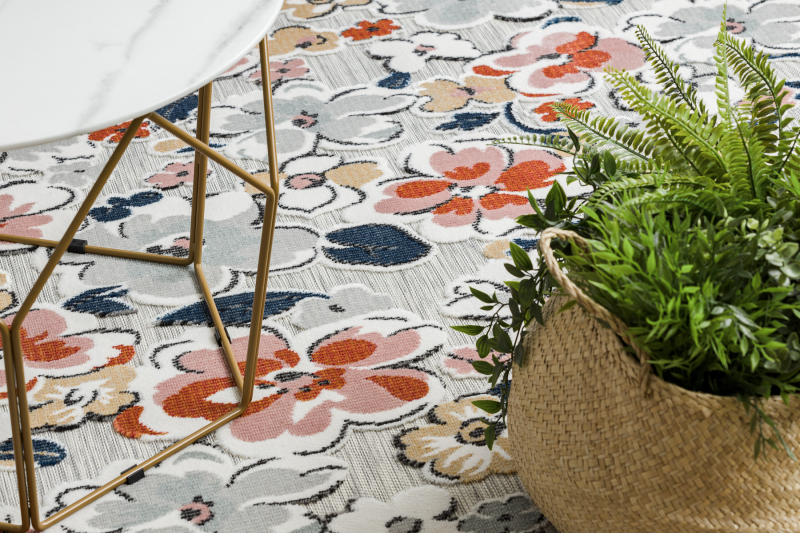 Covor Structural BOTANIC 65239 Flori, tesut plat pe balcon, terasa ...