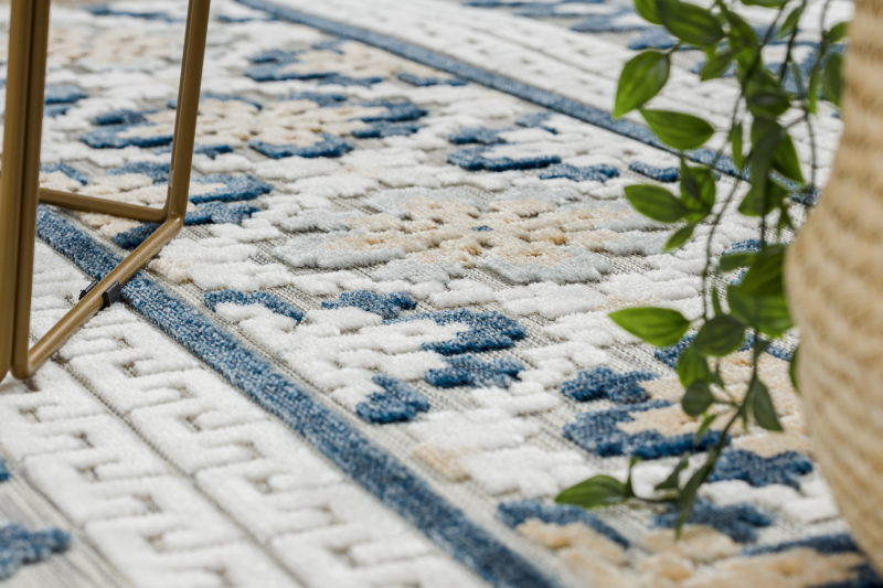 Covor Structural BOTANIC 65252 Boho, tesut plat pe balcon, terasa - gri ...