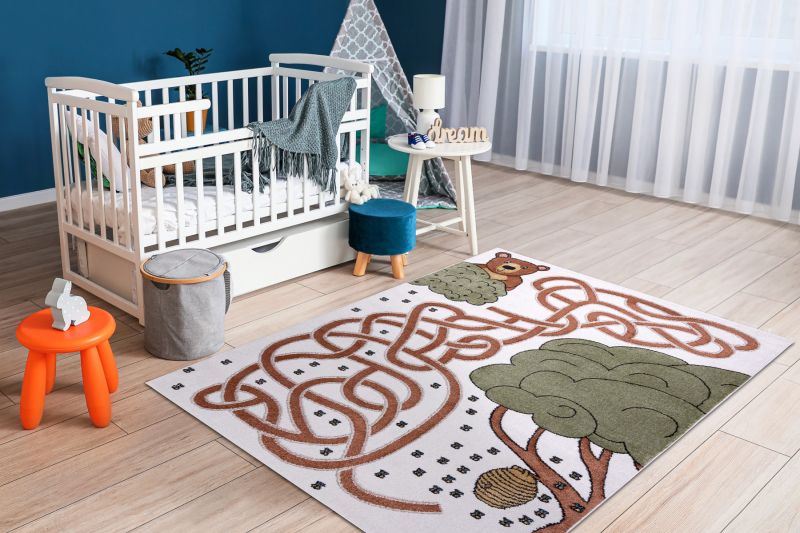 Килим FUN Honey за деца, мечка, пчели сметана - за деца