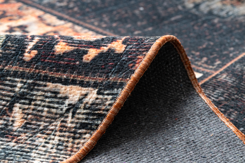 Covor ANTIKA ancient chocolate cerc, mozaic modern, lavabil grecesc - negru / teracotă - Covoare ...