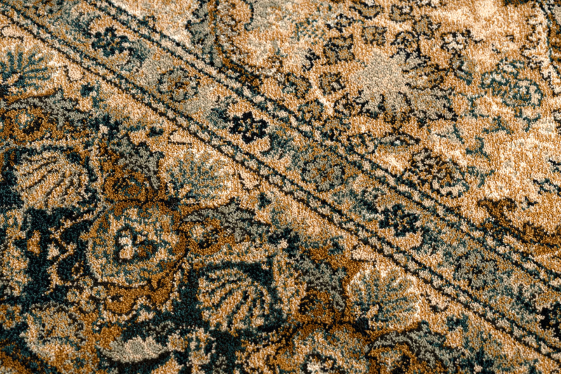 Dywan wełniany OMEGA Grenada Ramka, romby, orientalny - koniak - Dywany