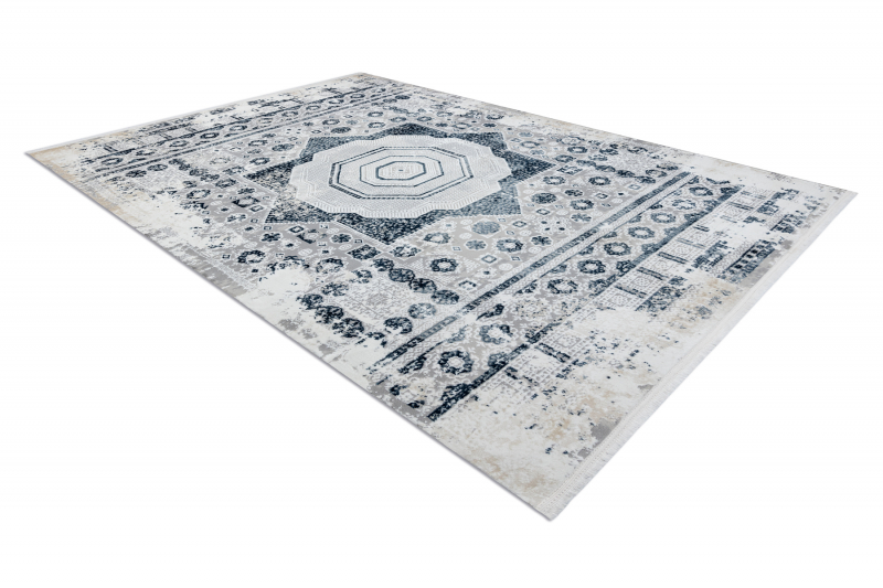 Moderan tepih DUKE 51542 krem / plavi - Rozeta vintage, strukturiran ...