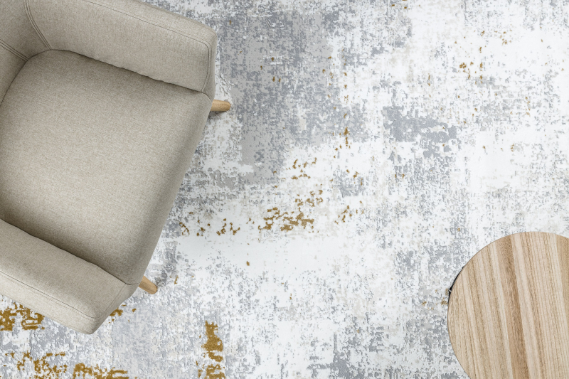 Moderan tepih DUKE 51378 krem / zlatna - Beton, kamen strukturiran ...